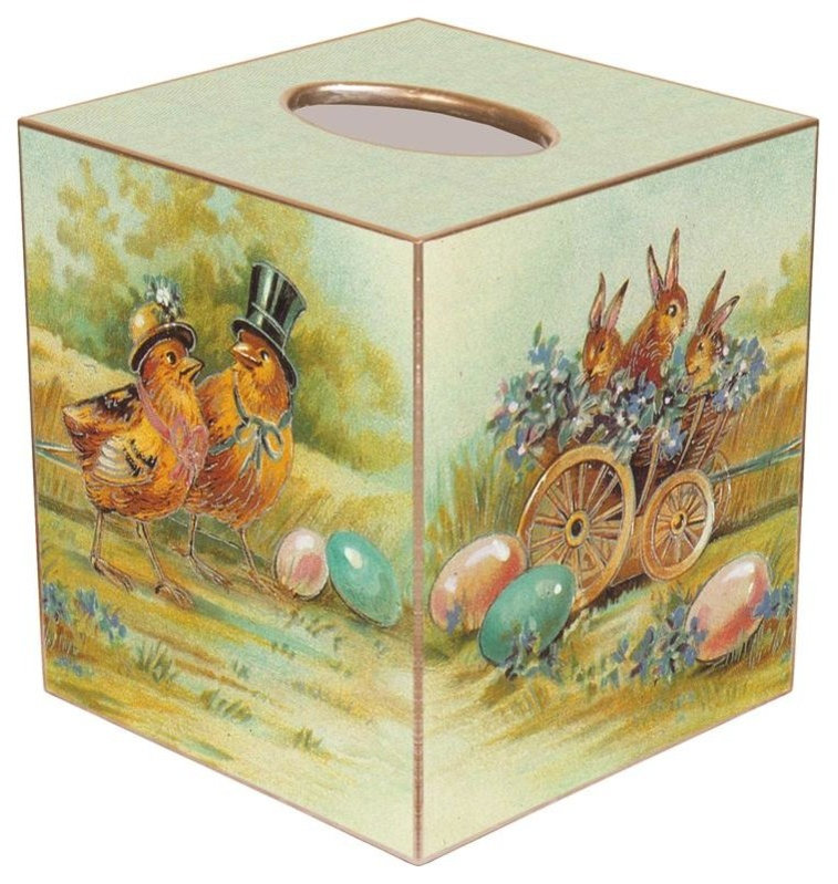 TB192-Easter Bunny and Chicks Tissue Box Cover - Traditional - Tissue ...