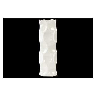 Ceramic Vase With Dimpled Sides, Large, White - Contemporary - Vases ...