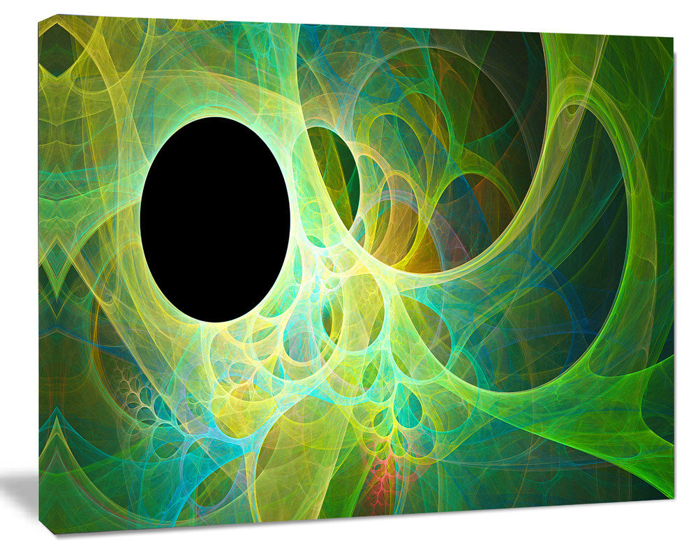 Green Fractal Angel Wings, Abstract Wall Art Canvas, 40"x30"x1.5 ...
