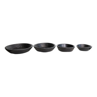 Decorative Reclaimed Wood Nesting Bowls, Set of 4 Sizes, Black ...