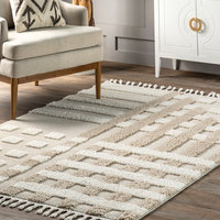 nuLOOM Cordelia Fragmented Stripes Tasseled Area Rug, 6'7"x9 ...