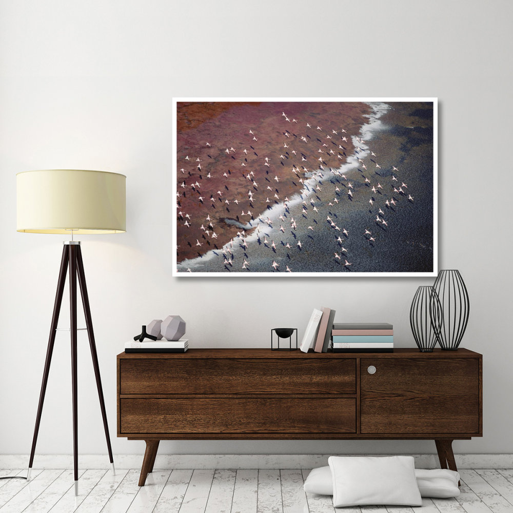 "Lesser Flamingo flock flying over soda flats, Lake Magadi" Paper Art ...