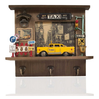 HomeRoots Shadow Box With 3 Metal Keychain Hooks - Industrial - Wall ...
