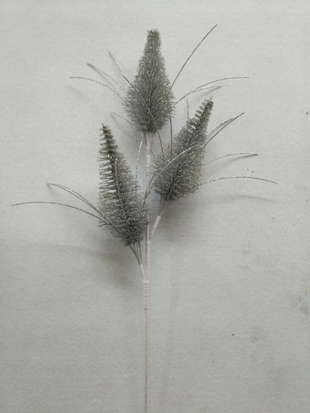 30" Silver Glitter Pick With Three Leaves - Traditional - Holiday ...