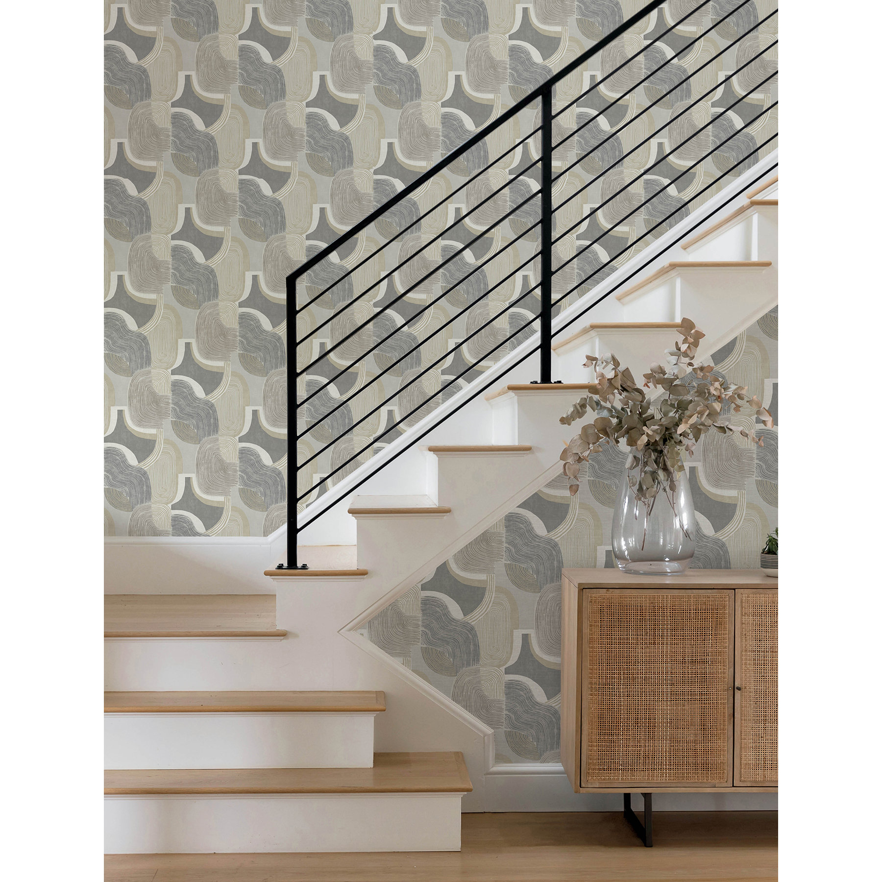 Hollace Slate Geometric Wallpaper, Bolt - Contemporary - Wallpaper - by ...