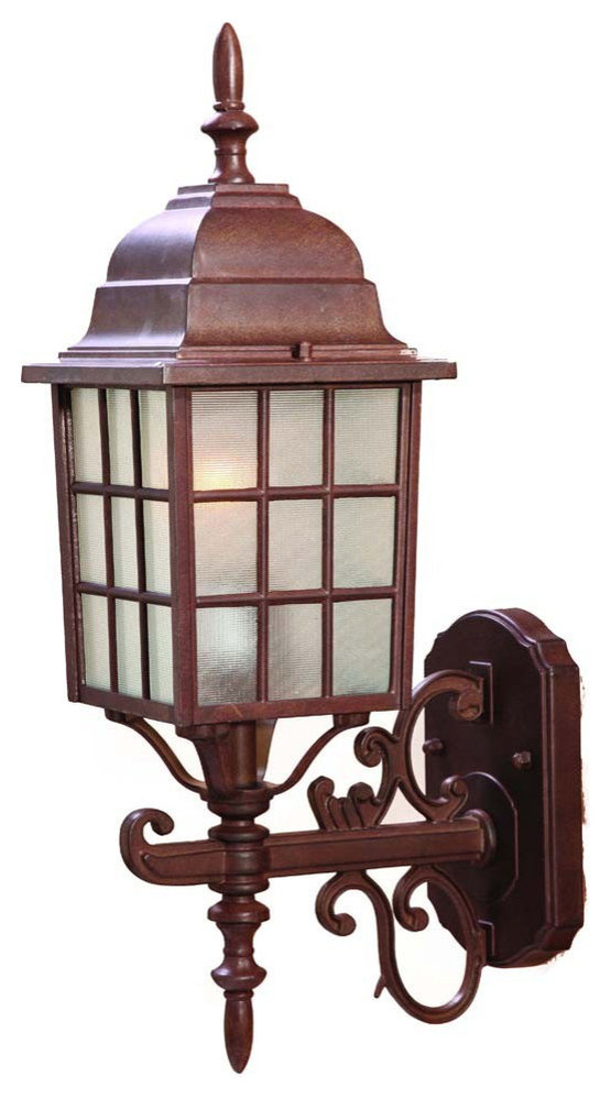 Dark Brown Window Pane Lantern Wall Sconce - Mediterranean - Outdoor ...