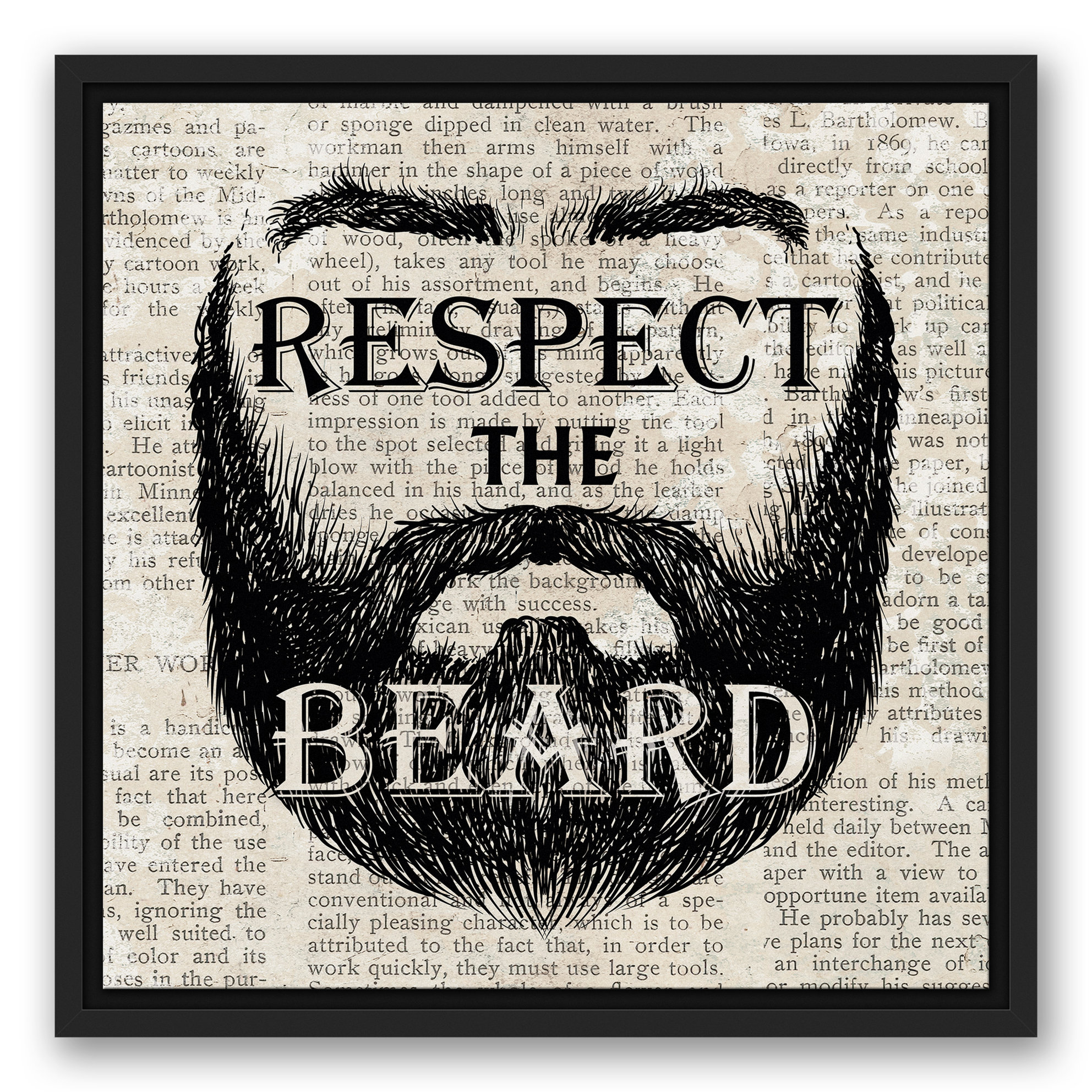 Respect the Beard 16x16 Black Floating Framed Canvas - Contemporary ...