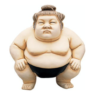 Large Basho The Sumo Wrestler Statue - Asian - Garden Statues And Yard ...