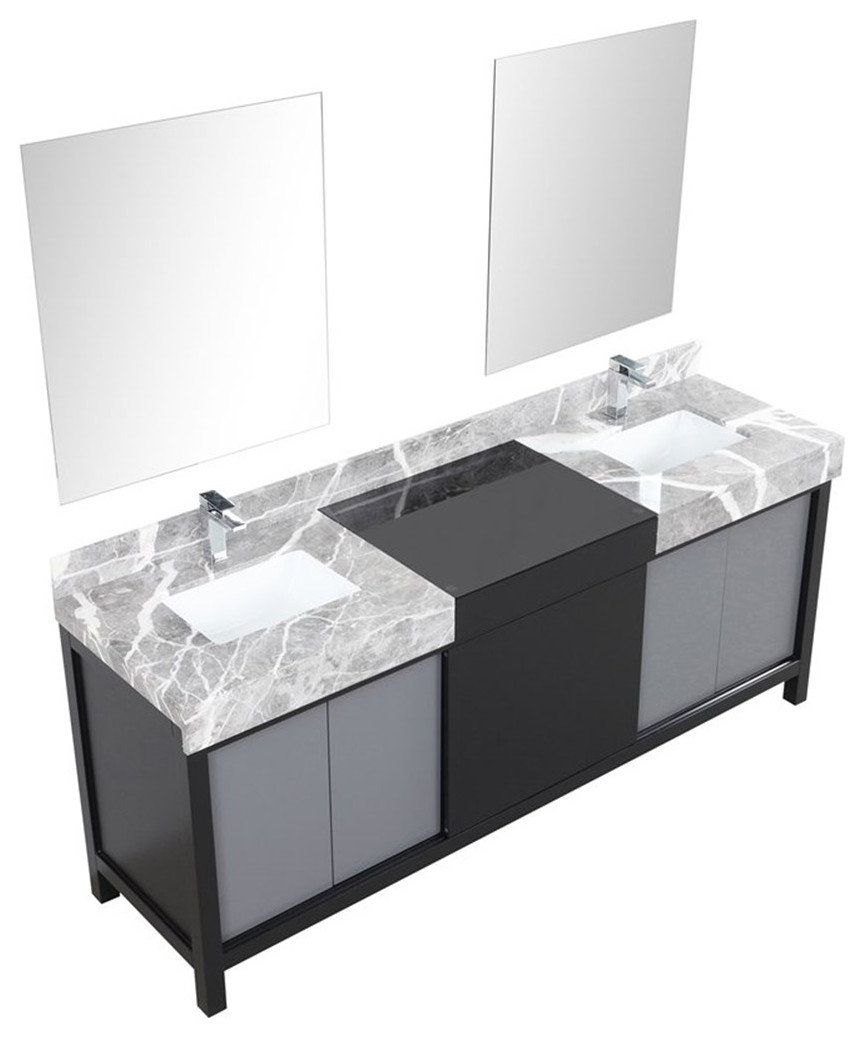 Lexora Home Zilara 36" Single Marble Top Bathroom Vanity with Mirror ...