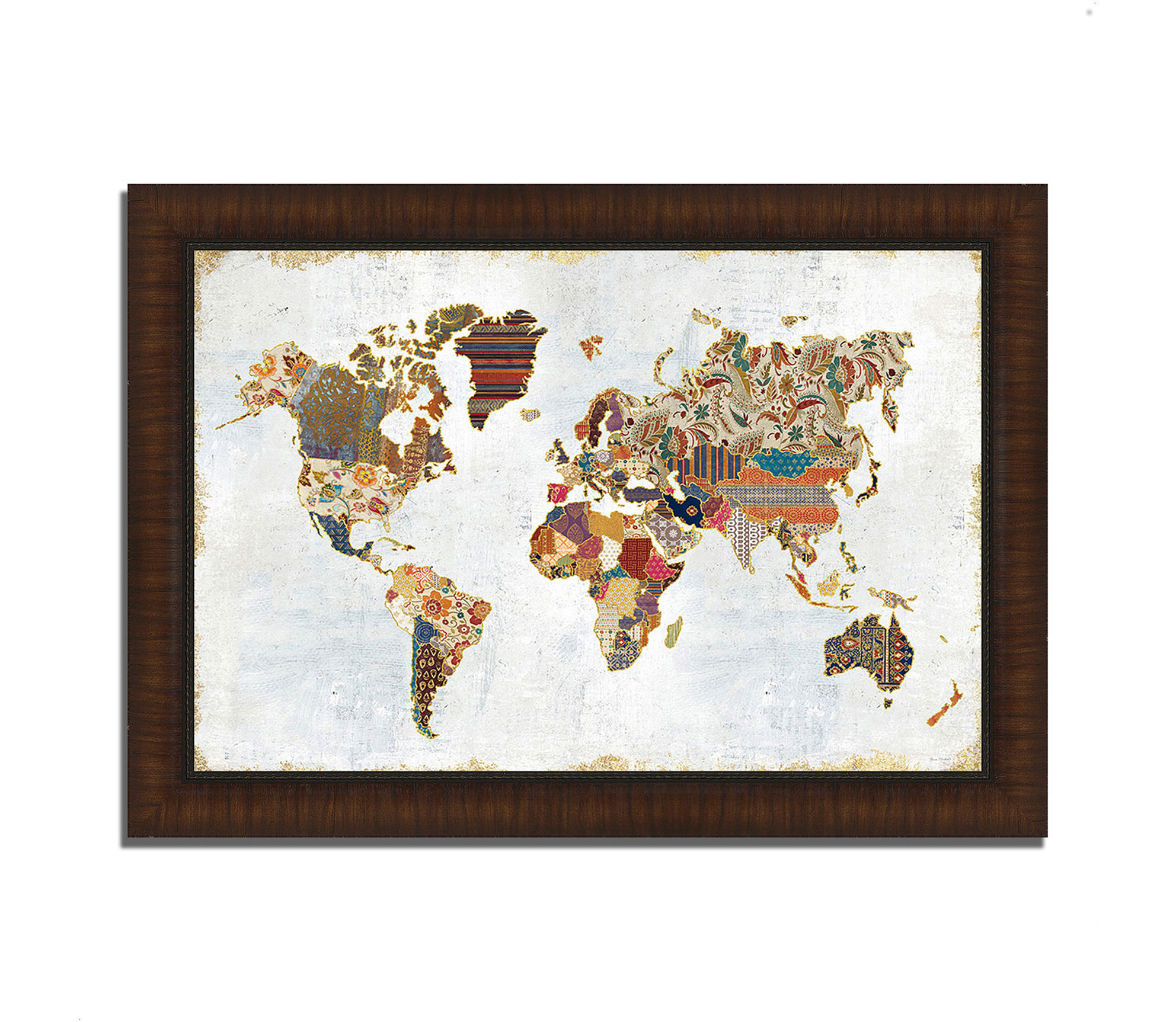 "Pattern World Map" By Laura Marshall, Framed Painting Print, Ready To ...