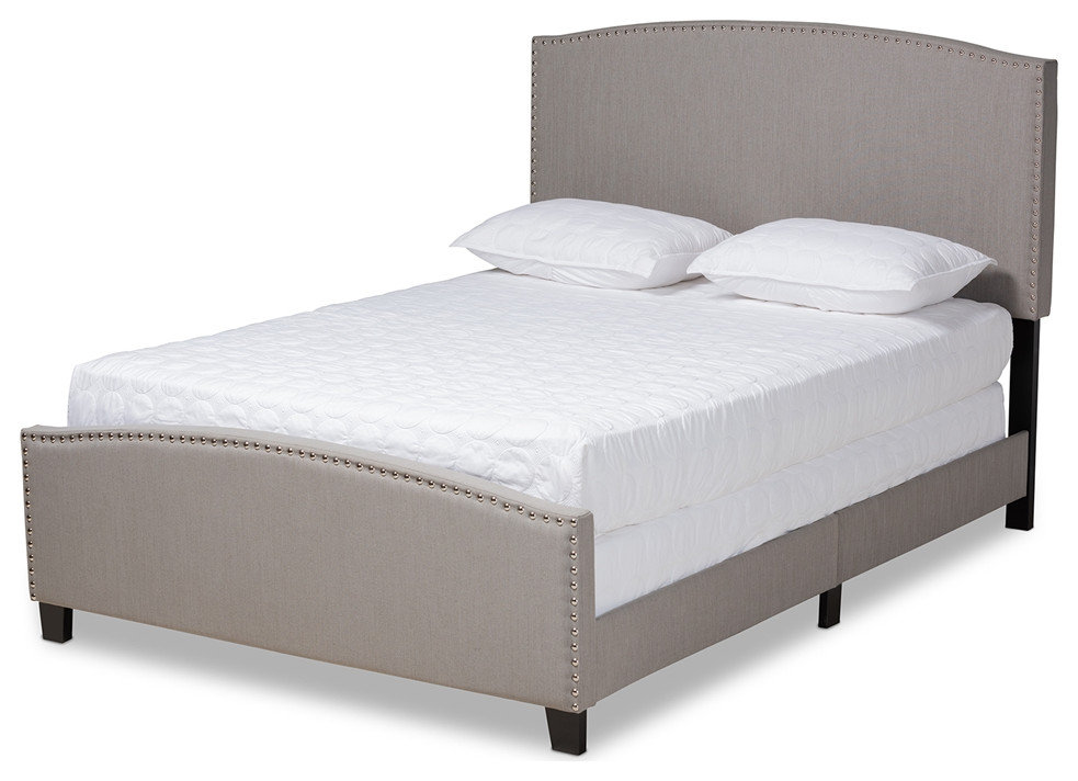 Modern Transitional Grey Fabric Upholstered Full Size Panel Bed ...