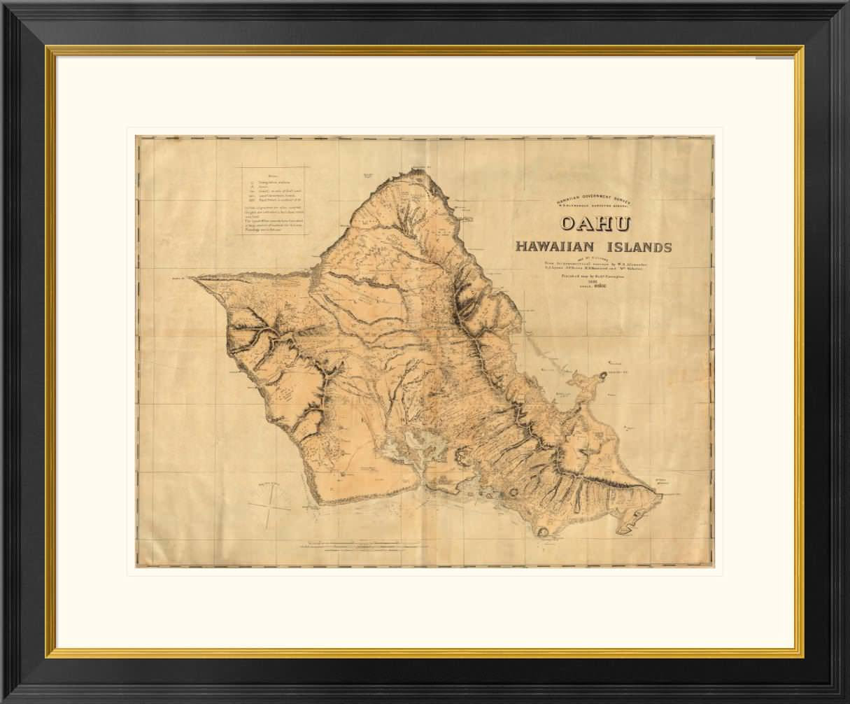 "Oahu, Hawaiian Islands, 1881" by Hawaiian Government Survey, 26x22 ...