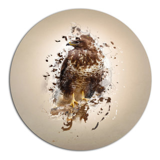 Abstract Falcon On Branch, Animal Round Wall Art, Disc of 23 inch ...
