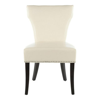 Kash 22"H Dining Side Chairs, Set of 2, Silver Nail Heads Flat Cream ...