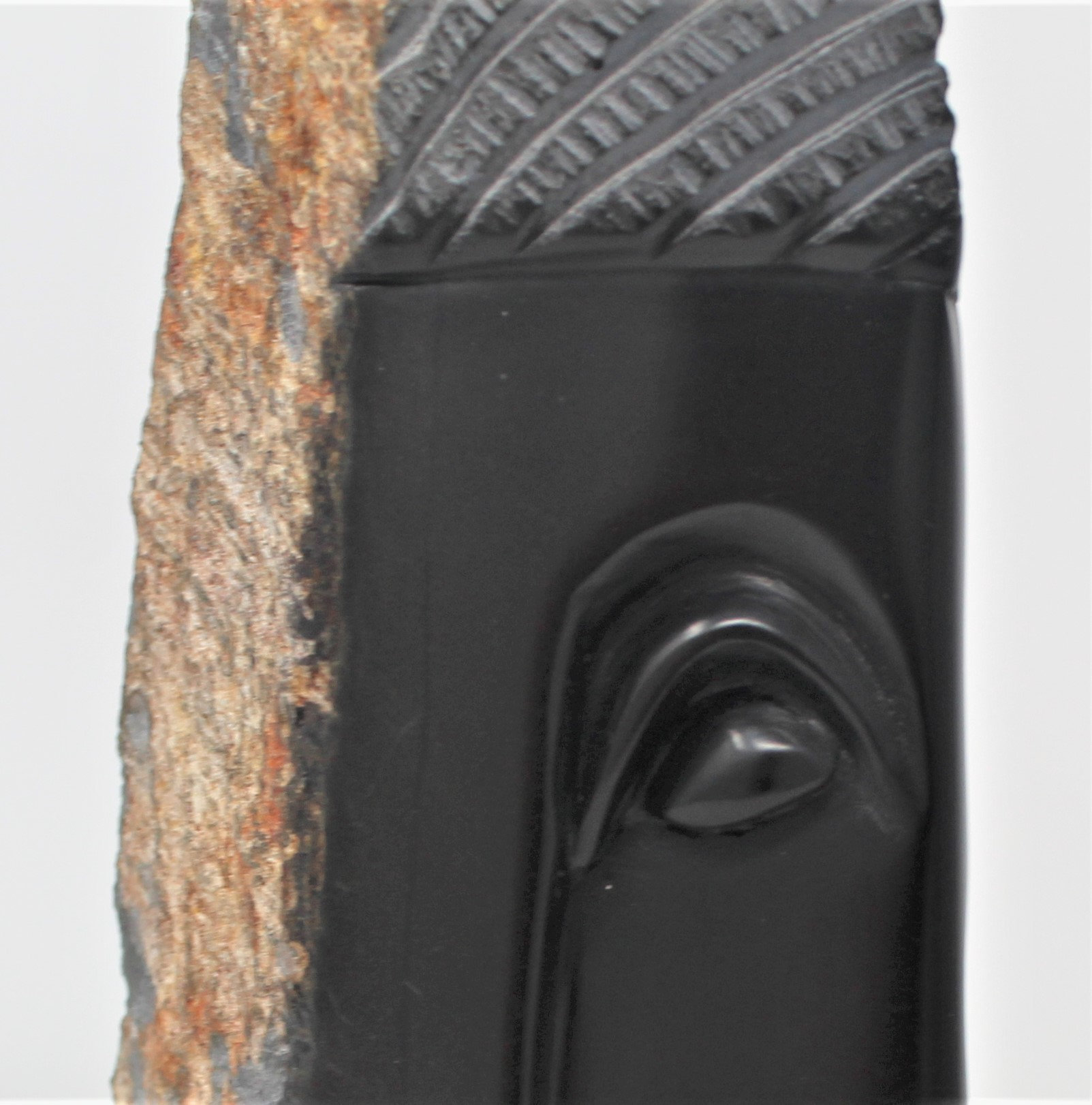 Abstract Modern Solid Black Stone Face Sculpture, Carved African Cubist ...