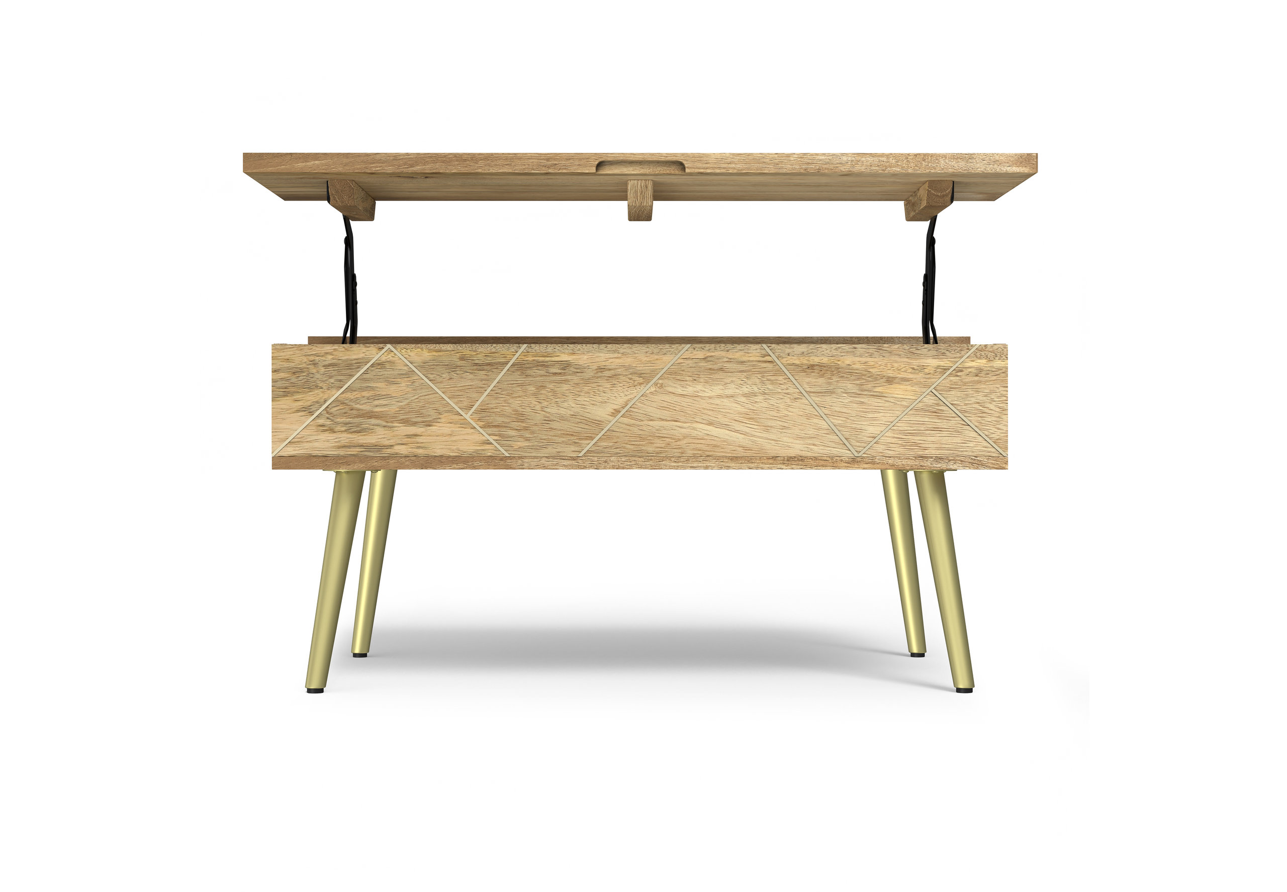 Jager Solid Mango Wood Lift Top Coffee Table - Midcentury - Coffee ...