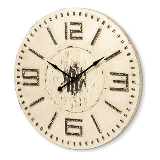 Devonshire 42" Light Brown Wooden Farmhouse Wall Clock - Farmhouse ...