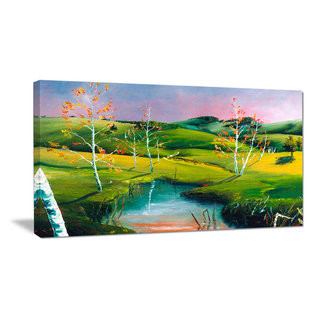 "Endless Green Pastures" Landscape Painting Canvas Print, 40"x20 ...
