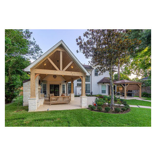 Gable Style Patio Cover with Fireplace - Traditional - Patio - Houston ...