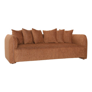 Ledge 96" Wide Linen Sofa, Terracotta - Contemporary - Sofas - by ...