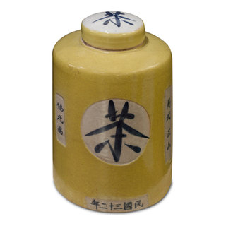 Yellow Porcelain Chinese Tea Jar - Asian - Decorative Jars And Urns ...