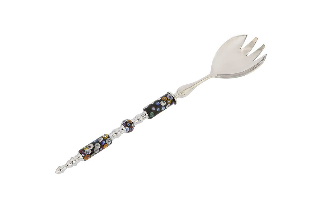 GlassOfVenice Italian Murano Glass Salad Fork - Black Millefiori ...