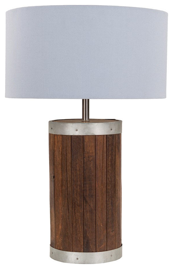 Factory Table Lamp by Surya, Natural/Blue Shade - Rustic - Table Lamps ...