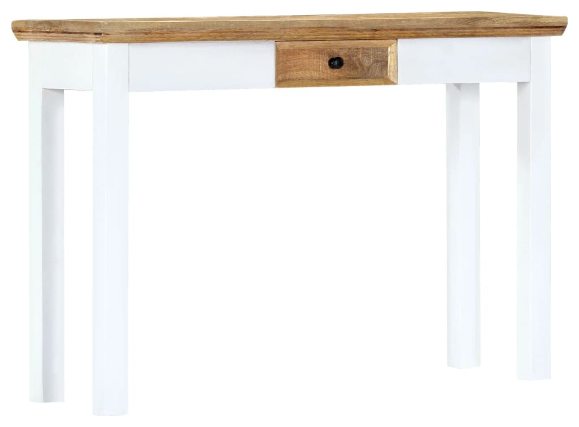 vidaXL Console Table White/Brown 43.3"x13.7"x29.5" Solid Mango Wood ...