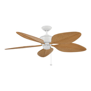56" 5 Blade Outdoor Ceiling Fan, Matte White - Tropical - Ceiling Fans ...