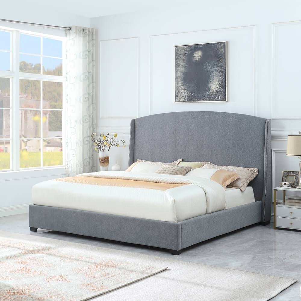 Monterey Upholstered King Bed Frame - Gray - Contemporary - Headboards ...