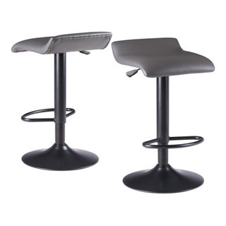 Tarah 2-Pc Adjustable Swivel Seat Stool Set, Black And Slate Gray ...