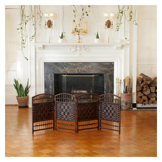 2 ft. Short Fiber Weave Room Divider, 4 Panel - Tropical - Screens And ...