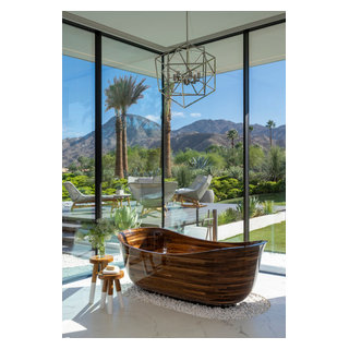 Serenity Indian Wells luxury desert home modern spa style bathroom with ...
