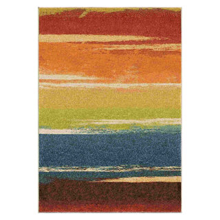 Orian Rugs, Bright Color Stripes Brushed Stripes, Multi, Area Rug, 5'3 ...