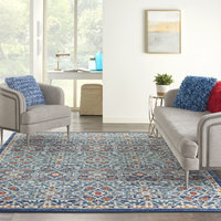 8" x 10" Blue White Multi Medallion Area Rug - Mediterranean - Area ...