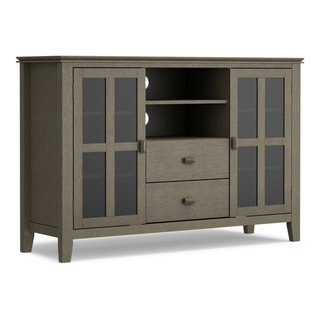 Artisan Wood 53" Transitional TV Media Stand in Honey Brown For TVs up ...