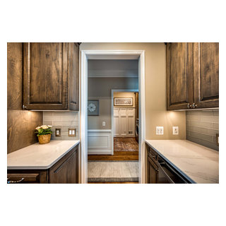 Earthy and Warm Lorton Kitchen and Basement - Traditional - Home Bar ...