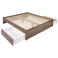 Prepac Select King 4-Post Platform Bed with 2 Drawers in Black ...