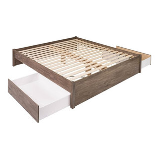 Prepac Select King 4-Post Platform Bed with 2 Drawers in Black ...