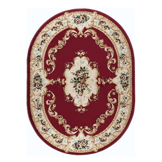 Angeline Traditional Floral Area Rug, 5'3'' x 7'3'' Oval - Victorian ...