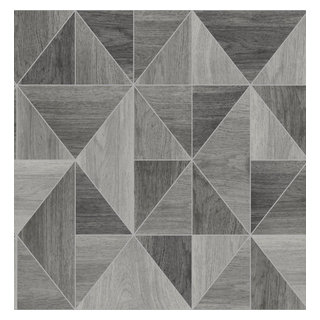 Simpson Grey Geometric Wood Wallpaper - Contemporary - Wallpaper - by ...