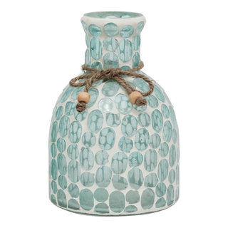 Glass, 6"h Mosaic Vase, Blue - Beach Style - Vases - by Beyond Design ...