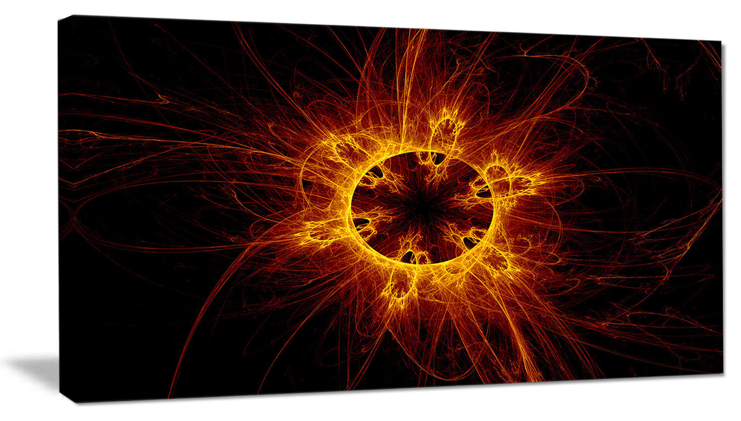 Solar Eclipse Digital Illustration, Abstract Wall Art Canvas, 32"x16"x1 ...