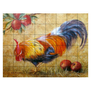 Tile Mural Kitchen Backsplash - Rooster with Apples 2 - by Rita ...