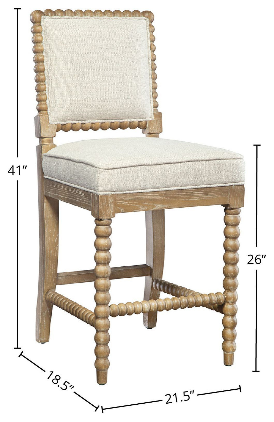 Sara Upholstered Counter Stool, Neutral - French Country - Bar Stools ...