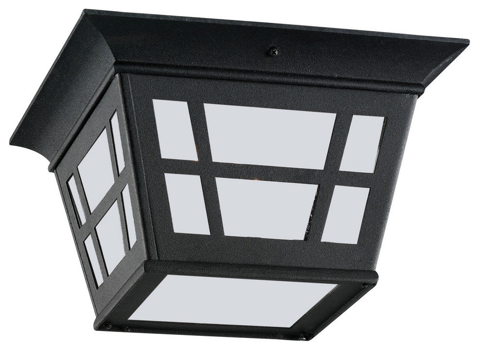 Herrington Two Light Outdoor Flush Mount in Black - Craftsman - Outdoor ...