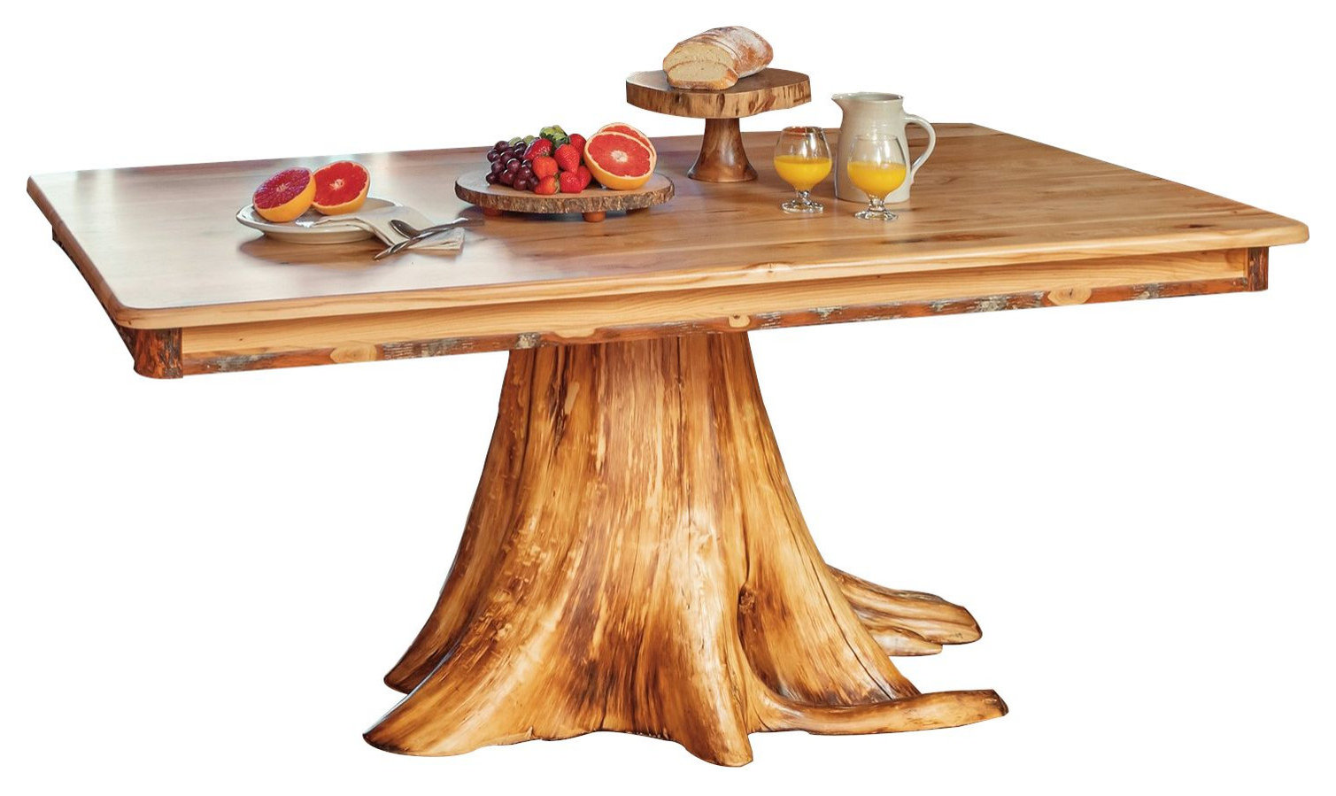 Hickory Log Stump-Base Table, 42" X 72" - Rustic - Dining Tables - by ...