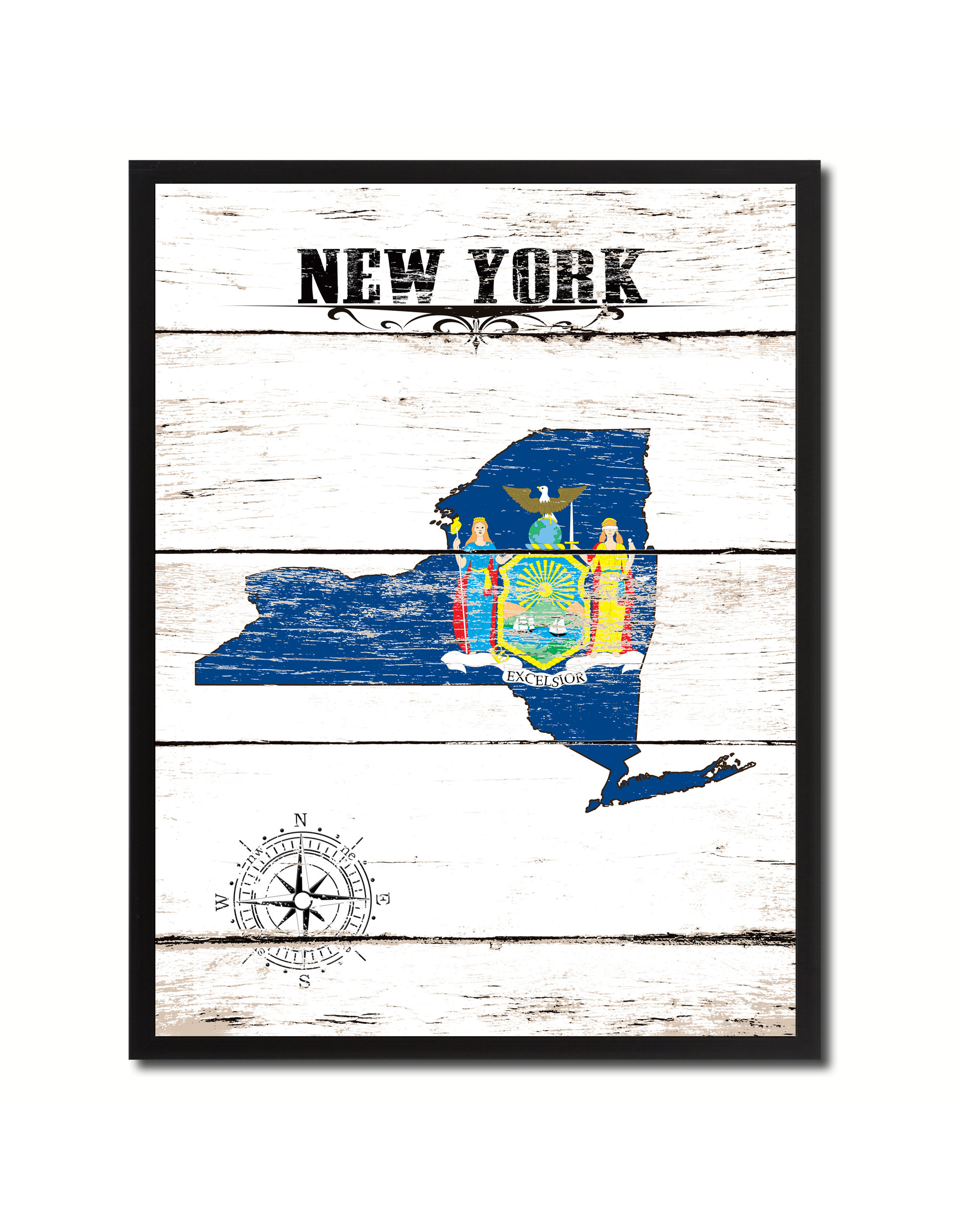 New York State Flag Canvas, 28"x37", 28"x37" - Contemporary - Prints ...
