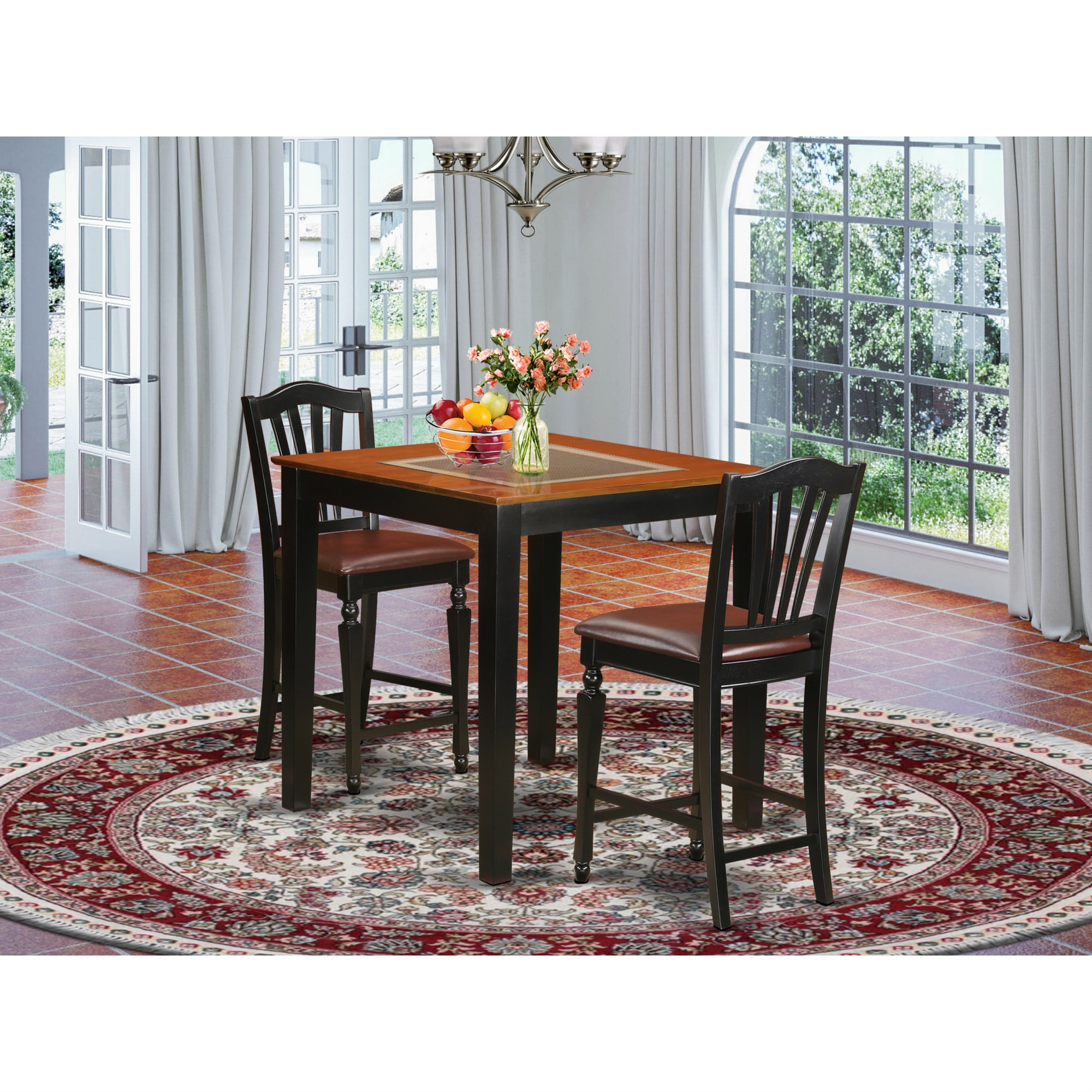 3-Piece Counter Height Table/Chair Set, High Top Table, 2 Chairs ...