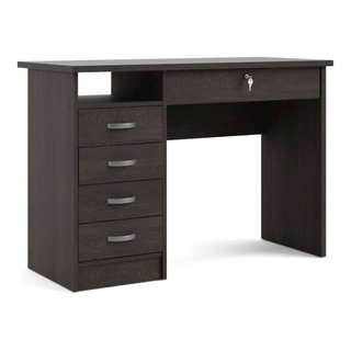 Walden Desk with 5 Drawers, Dark Chocolate - Transitional - Desks And ...